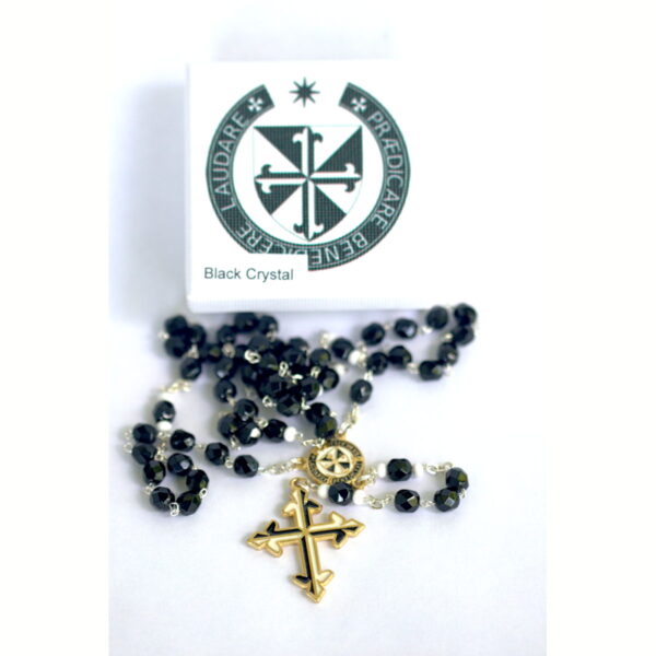 San Domenico Rosary, MM6 in faceted crystal w/ Dominican cross and ...